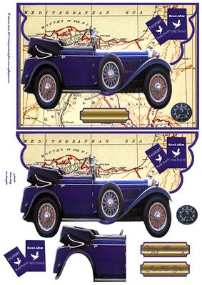Blue Vintage Car Envelope Cardfront - CUP206135_613 | Craftsuprint