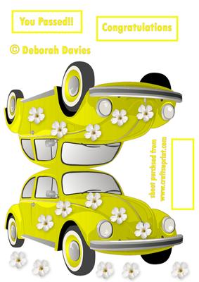Yellow Hippie Herbie Shaped Card - CUP283486_613 | Craftsuprint