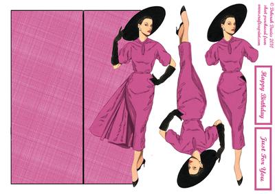 Elegant Lady in Pink Shaped Card - CUP85592_613 | Craftsuprint