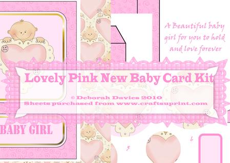 Pink New Baby Card Kit - CUP90404_613 | Craftsuprint