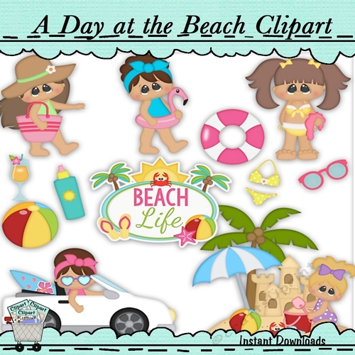 A Day at the Beach Clip Art - CUP824487_43589 | Craftsuprint