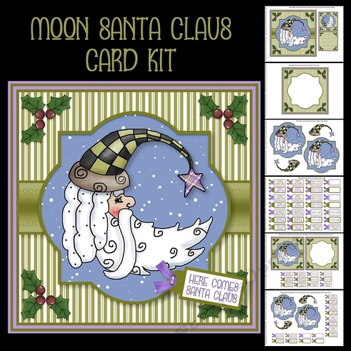 Moon Santa, Santa, Christmas, Quick Card, Layered, Decoupage, Santa ...