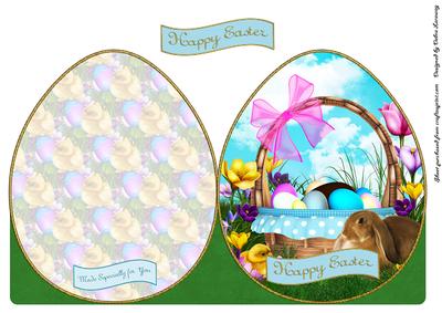 Easter Egg Shaped Bunny Rabbit and Basket Quick Card - CUP307623_1571 ...