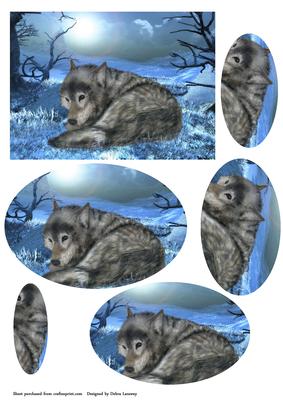 Moonlit Winter Wolf Oval Pyramid - CUP353859_1571 | Craftsuprint