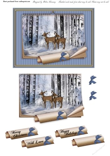 Winter Forest Deer Calendar Christmas Holiday Winter Easy Quick Cards ...