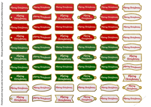 Merry Christmas Tiny Tags Green Red Holiday Small Labels Embellishments ...