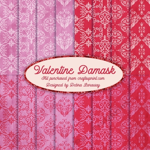 Spring Valentines Day Romance Damask Background Papers Pink Red ...