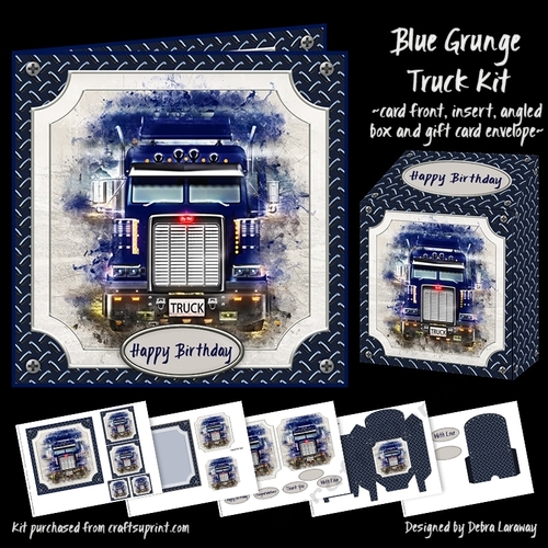 Blue Grunge Truck Semi Lorry Card for Men Kit Trucker Birthday Male ...