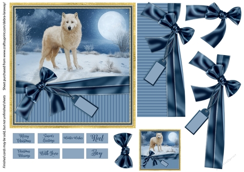 Snow Scene 8 Arctic Wolf wildlife scenic animals Christmas card Quick ...