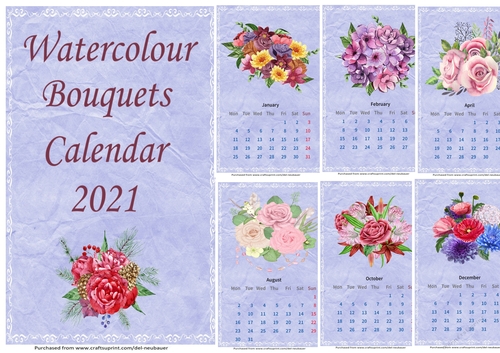 Watercolour Bouquets Calendar 2021 - CUP1087028_44316 | Craftsuprint