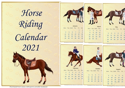 Horse Riding Calendar 2021 - CUP1087269_44316 | Craftsuprint