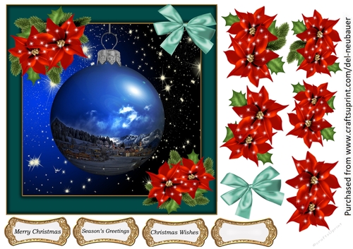 Poinsettia Bauble scene - CUP928864_44316 | Craftsuprint