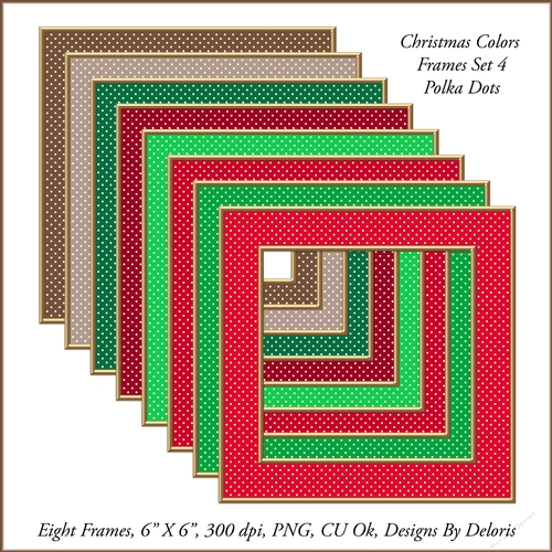 Polka Dot Frames Set 4 (Christmas Colors) - CUP1007310_74027 | Craftsuprint