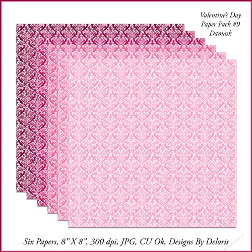 Lovely Delicate Damask Paper Pack 5 (Valentines Day) - CUP1019606_74027 ...