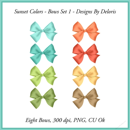 Bows Set 1 (Sunset Colors) - CUP1025680_74027 | Craftsuprint
