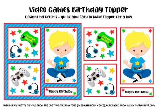Video Game Birthday Topper (Card Ten) - CUP1065468_74027 | Craftsuprint