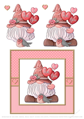 Cute Gnome Valentine Topper - CUP1191857_74027 | Craftsuprint