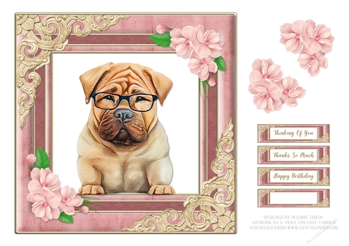 Cute Shar pei Birthday Topper - CUP1207950_74027 | Craftsuprint