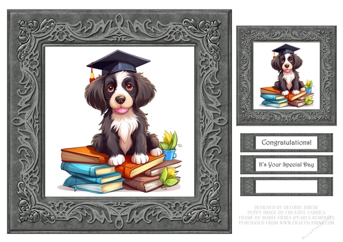 Cute Puppy Graduation Topper - Card Three - CUP1215456_74027 | Craftsuprint