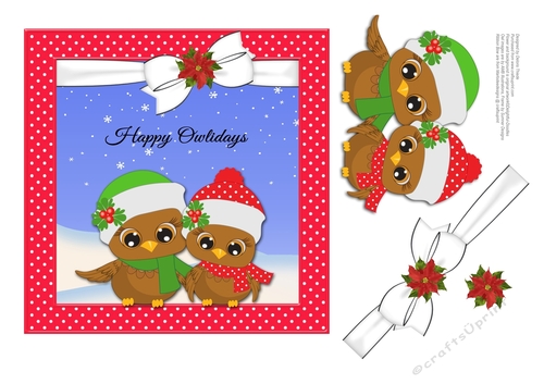 Happy Owlidays (Red White Dot) - CUP893940_74027 | Craftsuprint