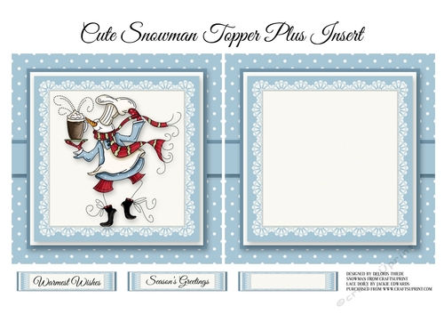 Cute Snowman Topper Plus Insert - CUP923008_74027 | Craftsuprint