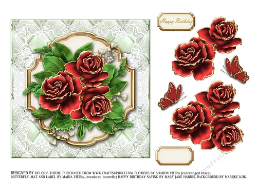 Lovely Red Roses Birthday Topper - CUP938667_74027 | Craftsuprint