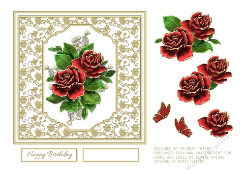 Lovely Red Roses Topper - CUP941549_74027 | Craftsuprint