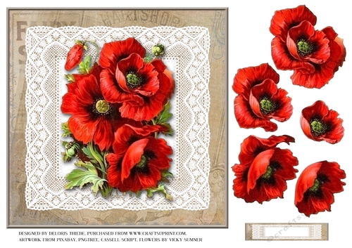 Lovely Vintage Poppies Topper (Tan background) - CUP963601_74027 ...