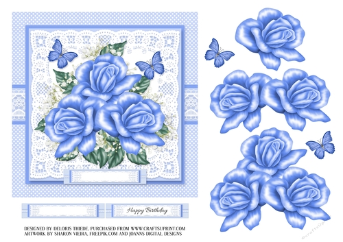 Lovely Blue Roses Birthday Topper - CUP972707_74027 | Craftsuprint