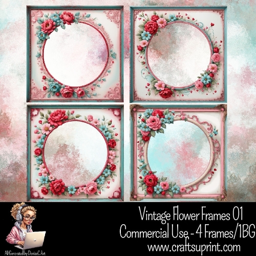 Vintage Flower Frames - CUP1276280_87944 | Craftsuprint