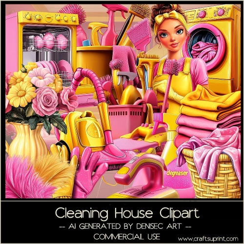 Cleaning House Clipart - CUP1383018_87944 | Craftsuprint