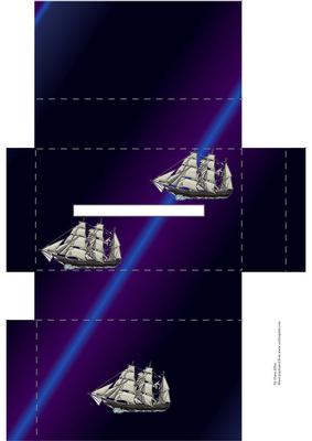 Dark Blue Pocket Tissue Box with Sailing Ship - CUP180425_14 | Craftsuprint