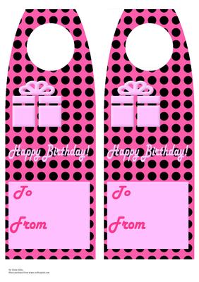 Happy Birthday Bottle Gift Tag Pink Female - CUP336611_14 | Craftsuprint
