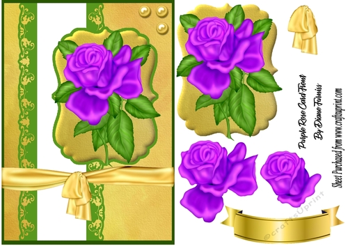 Purple Rose Card Front - CUP1181845_174 | Craftsuprint