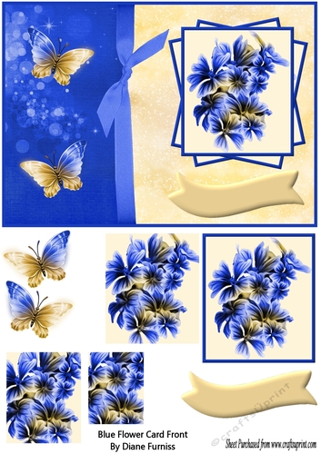 Blue Flower Card Front - CUP1199785_174 | Craftsuprint
