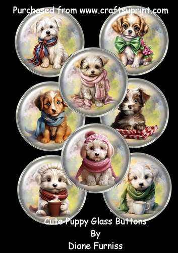 Cute Puppy Glass Buttons - CUP1299395_174 | Craftsuprint