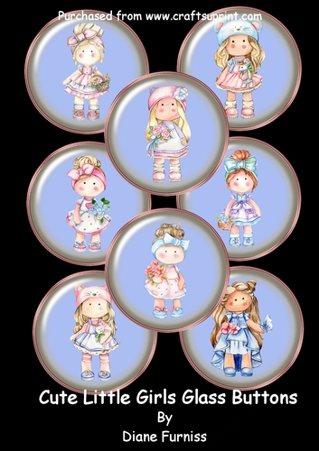Cute Little Girl Glass Buttons - CUP1299701_174 | Craftsuprint