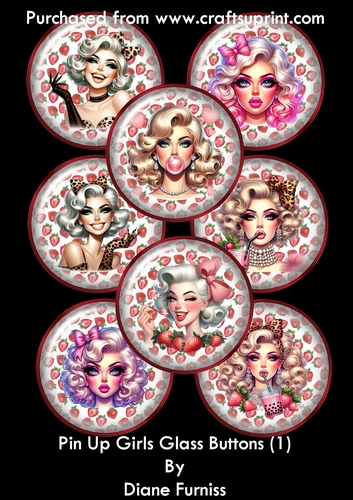 Pin Up Girls Glass Buttons (1) - CUP1304394_174 | Craftsuprint