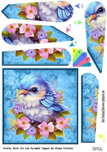Pretty Bird (3) Fan Pyramid Topper - CUP1316591_174 | Craftsuprint