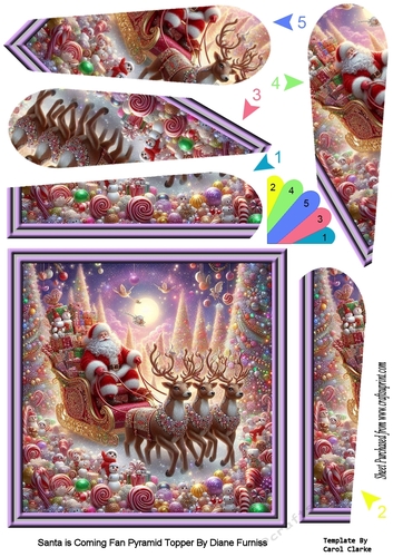 Santa is Coming Fan Pyramid Topper - CUP1331052_174 | Craftsuprint