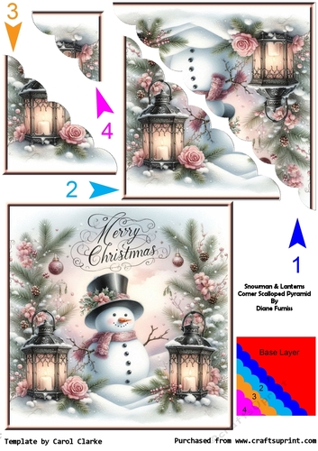 Snowman & Lanterns Corner Scalloped Pyramid - CUP1332724_174 | Craftsuprint