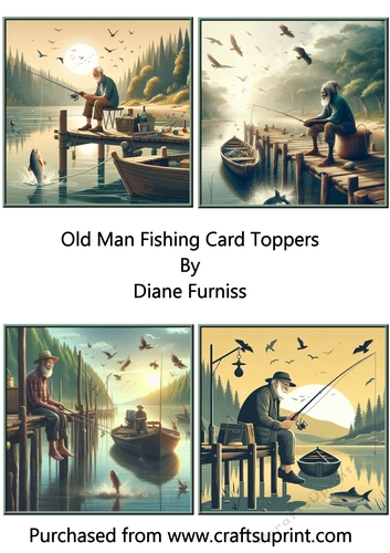 Old Man Fishing Card Toppers - CUP1334094_174 | Craftsuprint