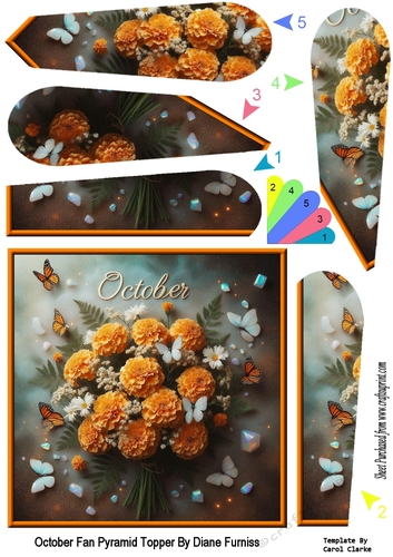 010 October Fan Pyramid Topper - CUP1339596_174 | Craftsuprint