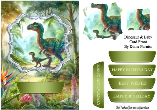 Dinosaur & Baby Card Front - CUP1343810_174 | Craftsuprint