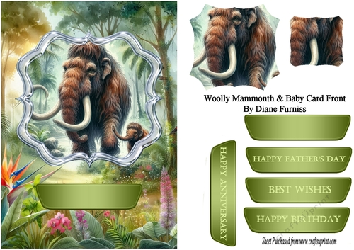 Woolly Mammoth & Baby Card Front - CUP1343813_174 | Craftsuprint