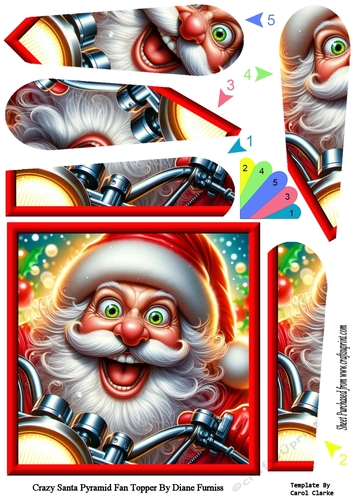 Crazy Santa Pyramid Fan Topper - CUP1344731_174 | Craftsuprint
