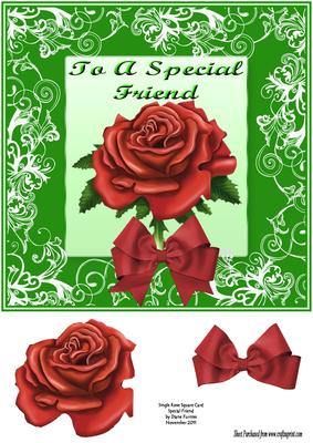 Single Rose Card Front Special Friend - CUP272604_174 | Craftsuprint