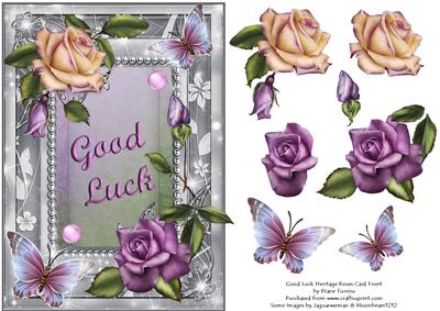 Good Luck Heritage Roses Card Front - CUP394744_174 | Craftsuprint