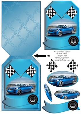 Blue Sports Car Tag Card - CUP396380_174 | Craftsuprint