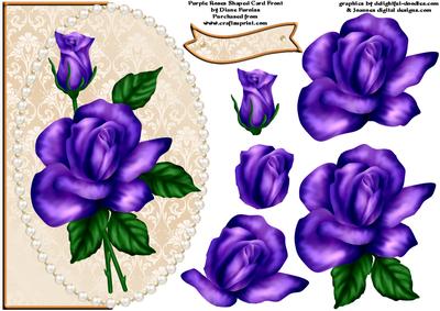 Purple Roses Shaped Card Front - CUP419400_174 | Craftsuprint